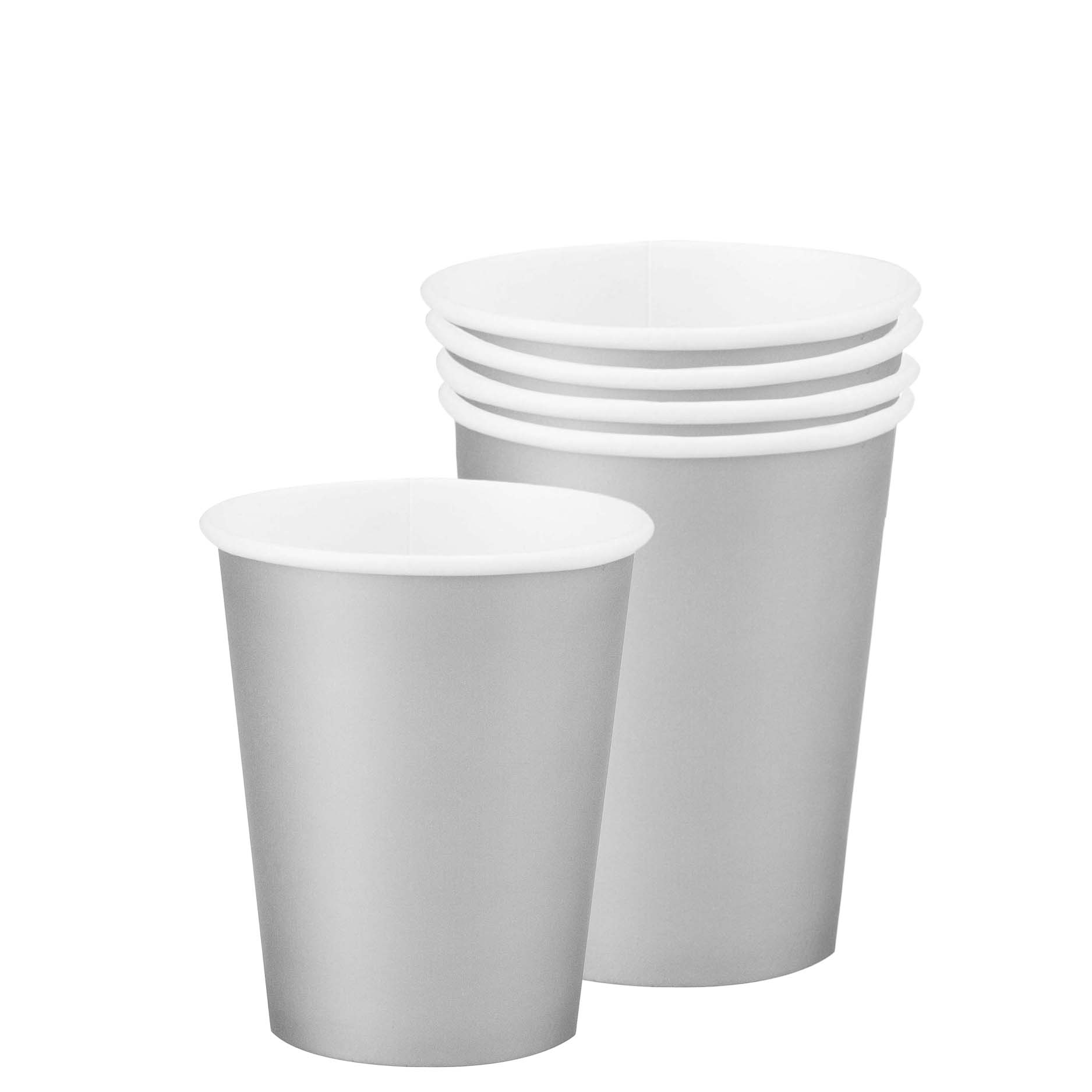 6-Pieces 9oz Disposable Paper Cups – Silver – Party Time Dubai