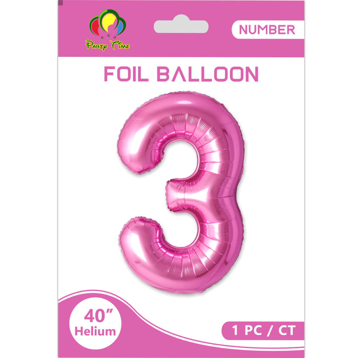 40″ Number 3 Foil Balloon, Pink – Party Time Dubai
