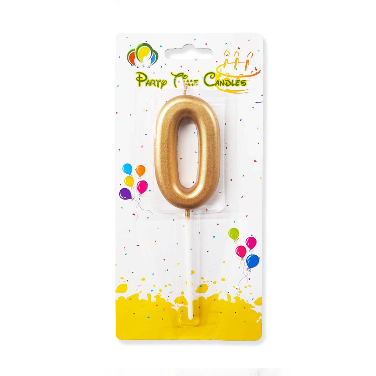 Number 0 Candle, Gold – Birthday Candle – Party Time Dubai