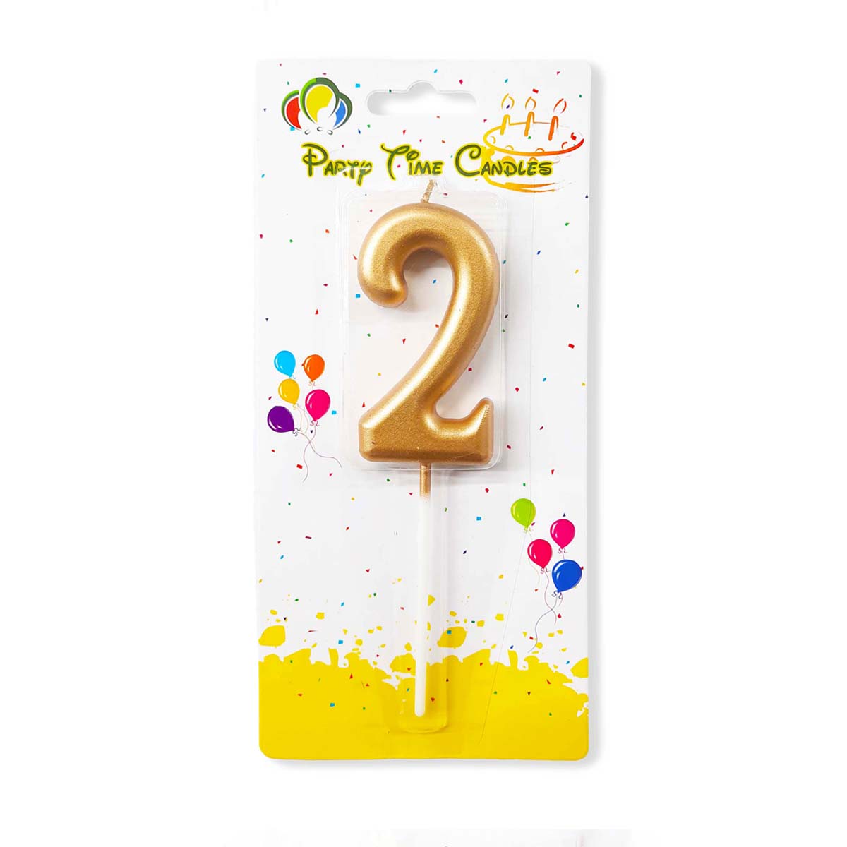Number 2 Candle, Gold – Birthday Candle – Party Time Dubai