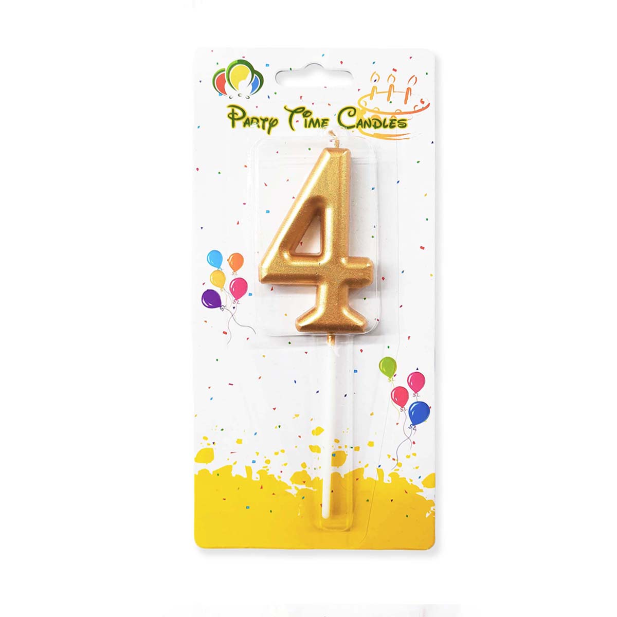 Number 4 Candle, Gold – Birthday Candle – Party Time Dubai