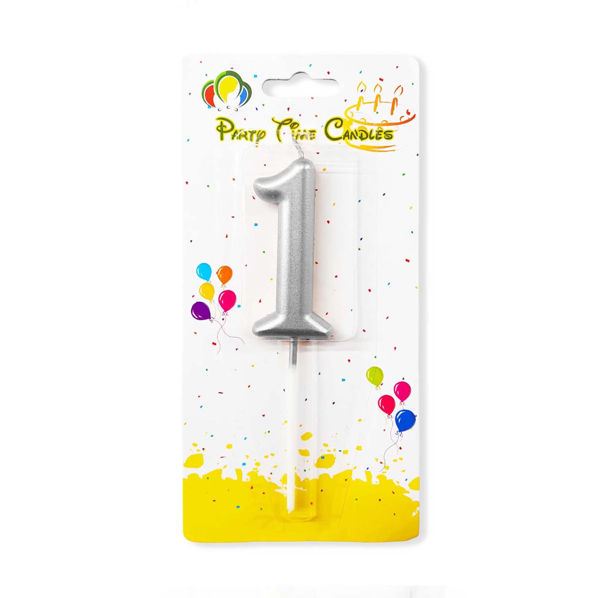 Number 1 Candle, Silver – Birthday Candle – Party Time Dubai