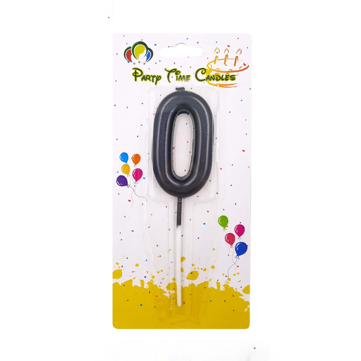 Number 0 Candle, Black – Birthday Candle – Party Time Dubai