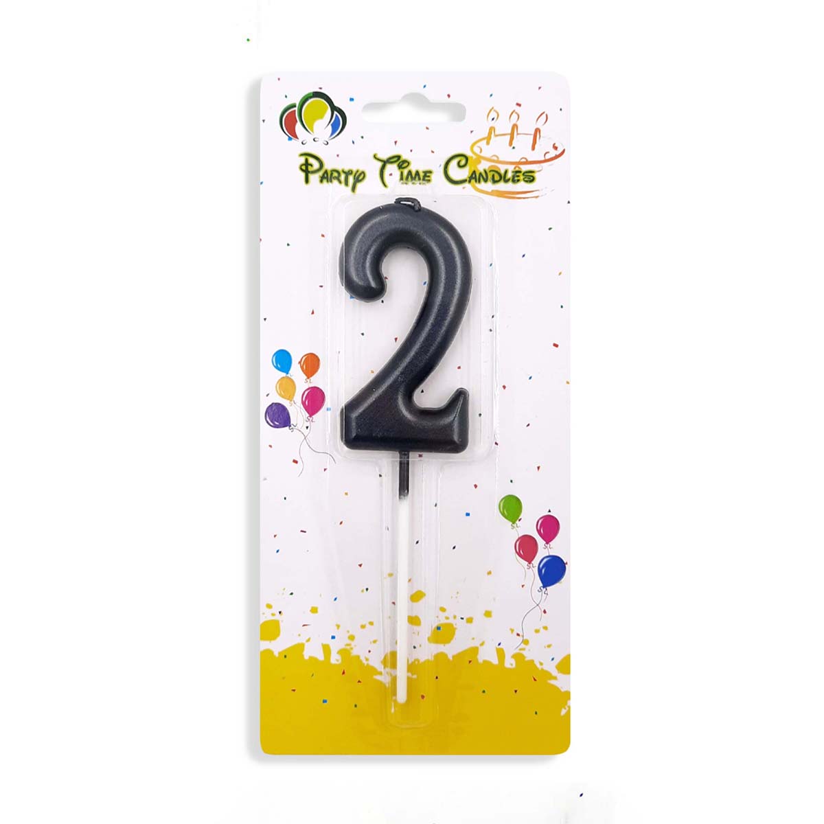 Number 2 Candle, Black – Birthday Candle – Party Time Dubai