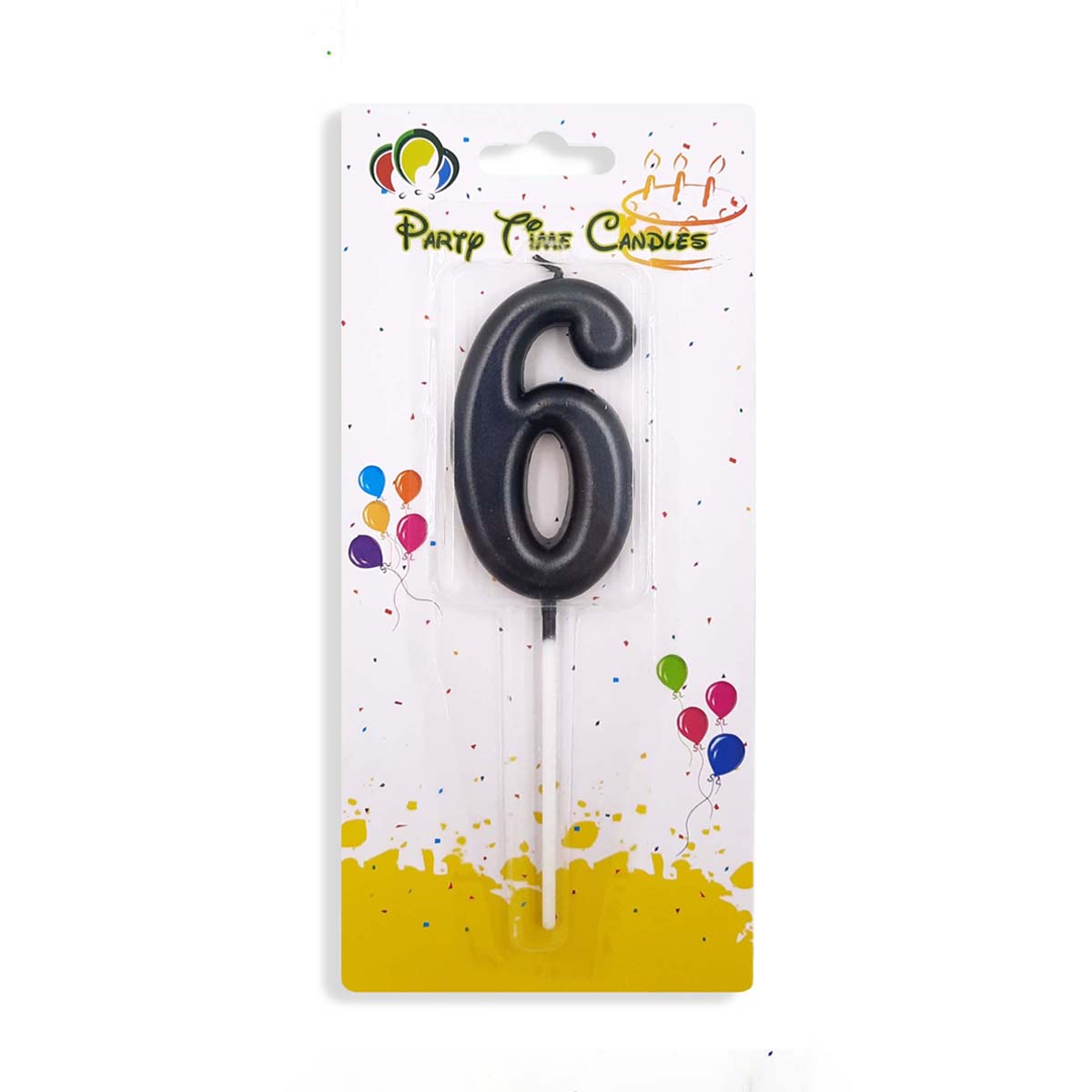 Number 6 Candle, Black – Birthday Candle – Party Time Dubai