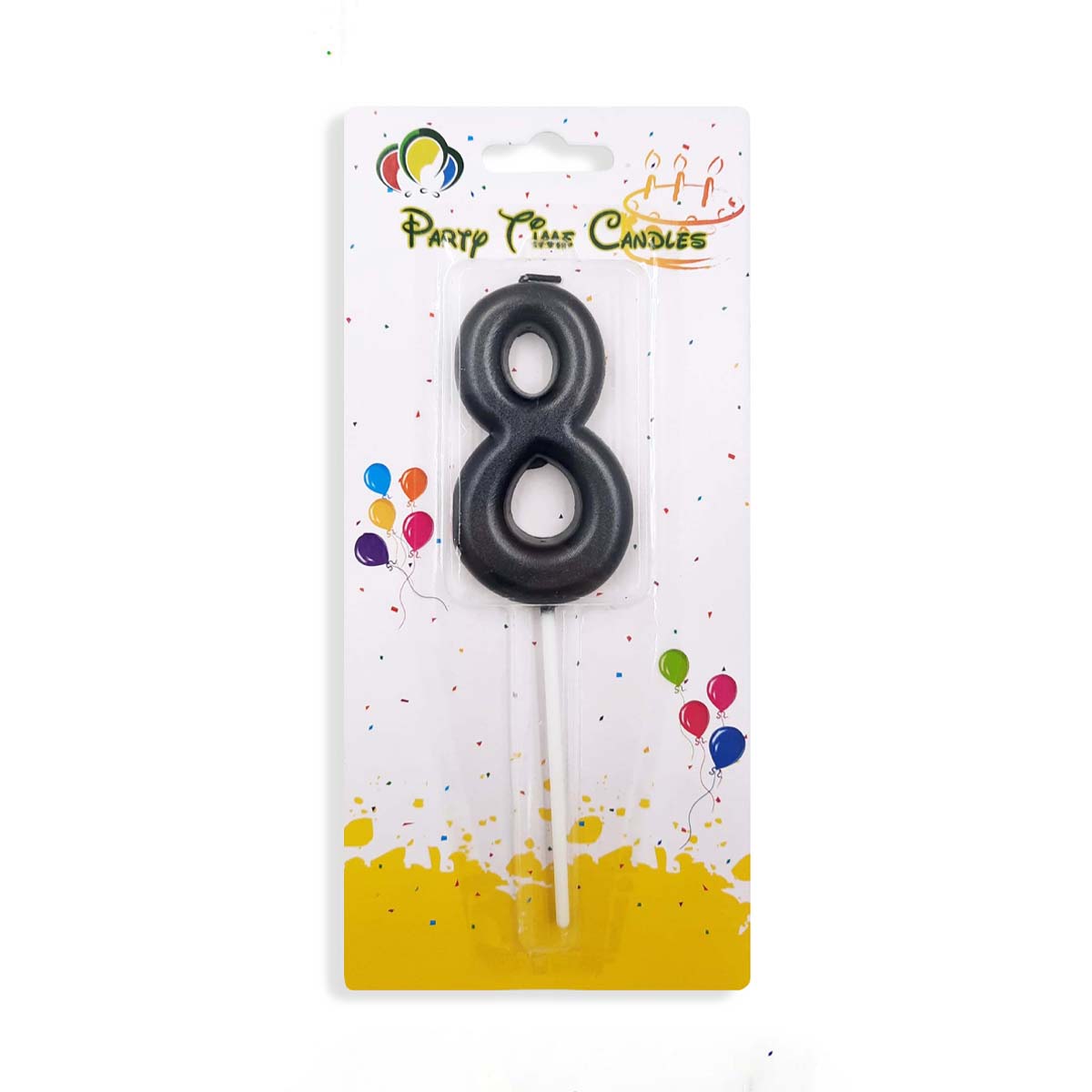 Number 8 Candle, Black – Birthday Candle – Party Time Dubai