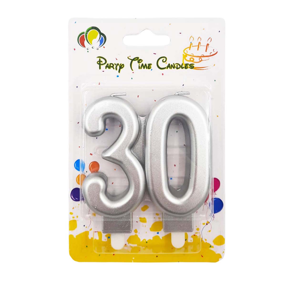 Number 30 Birthday Candle, Silver – Party Time Dubai