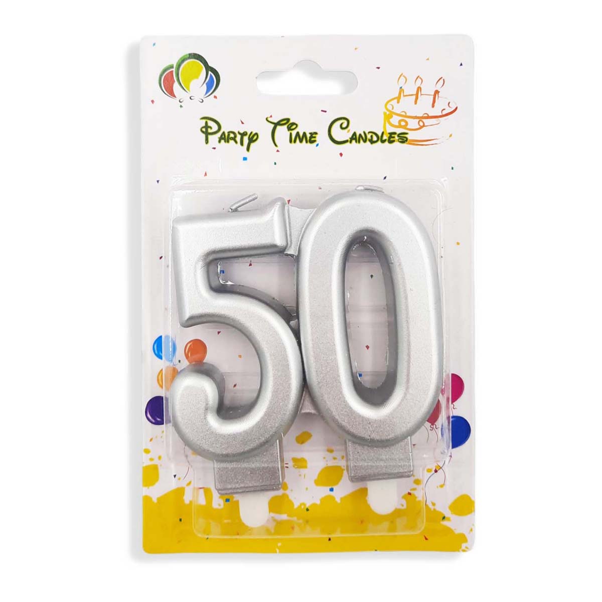 Number 50 Birthday Candle, Silver – Party Time Dubai