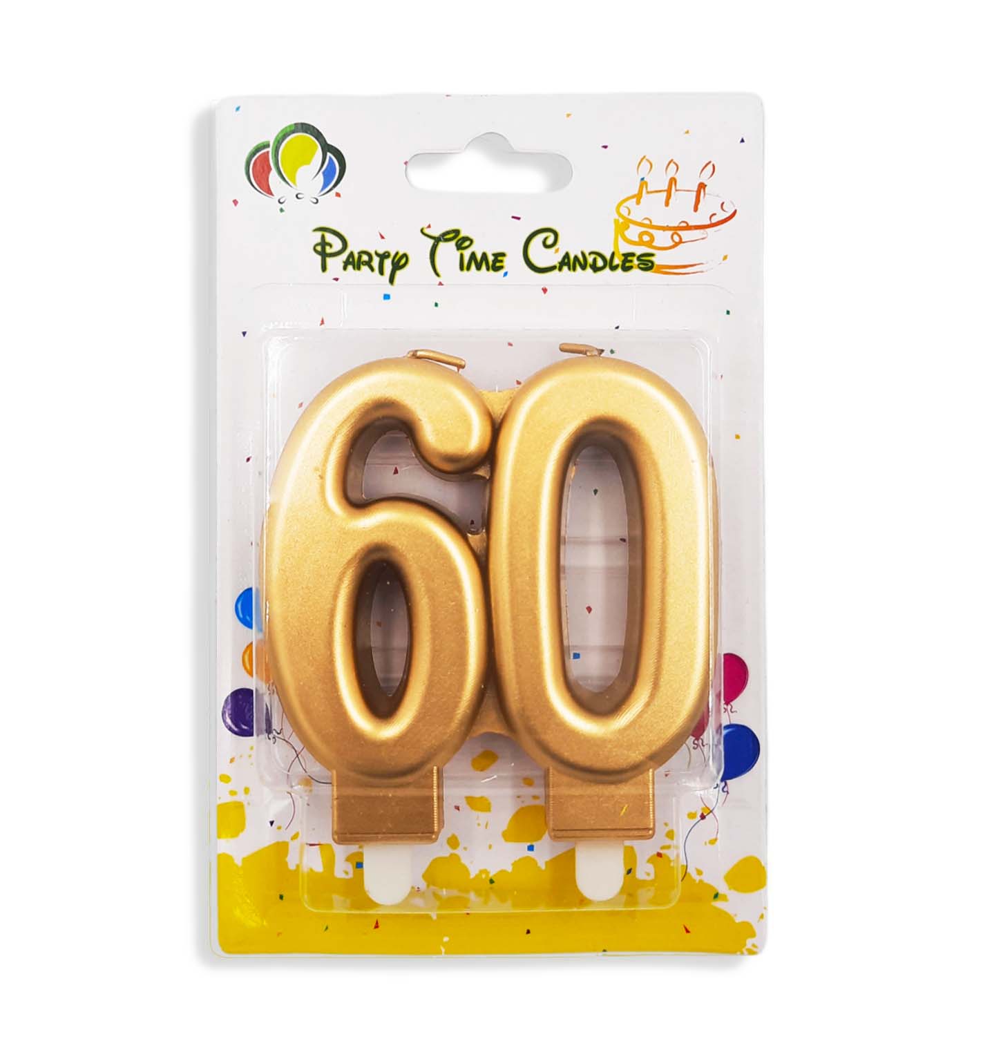 Number 60 Birthday Candle, Gold – Party Time Dubai