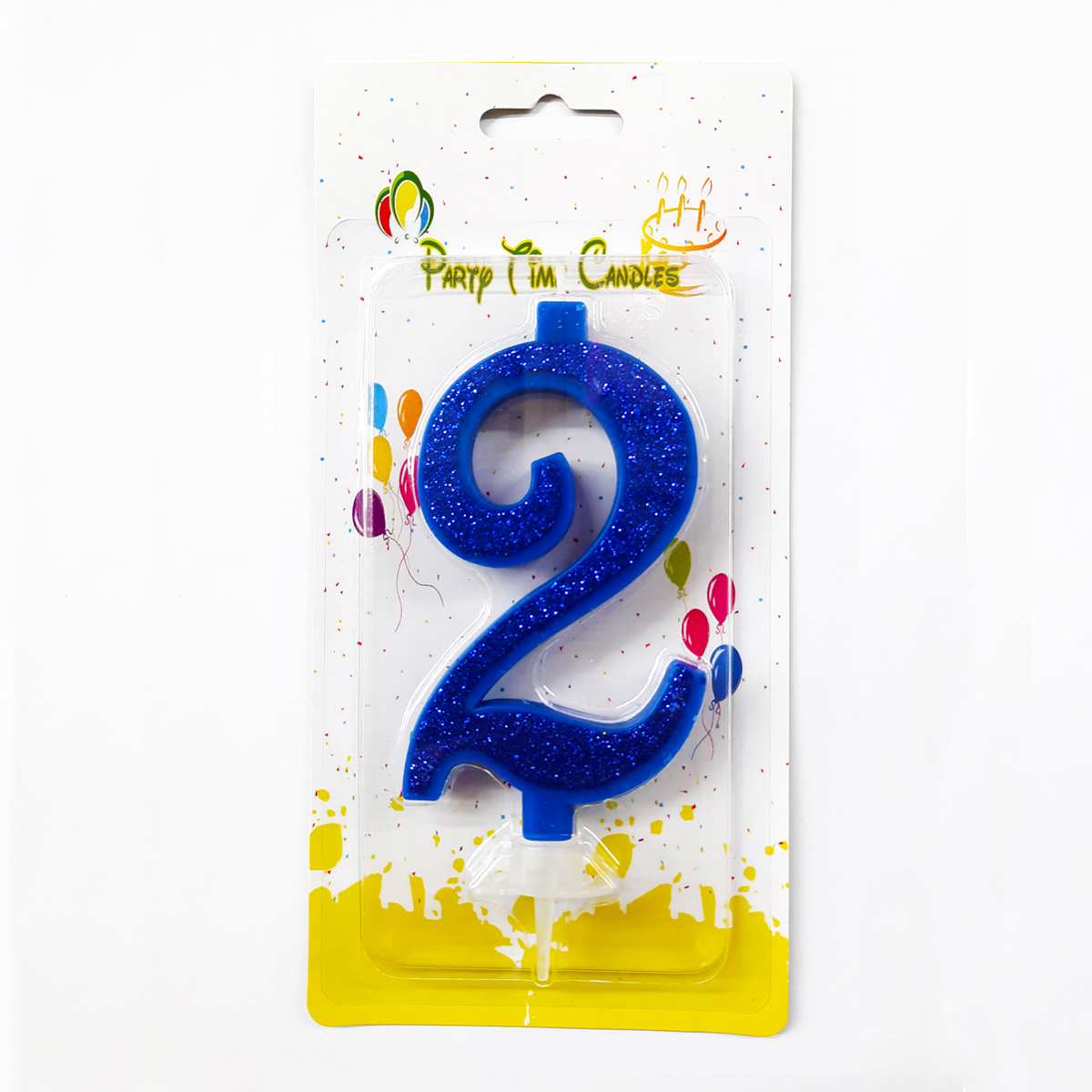 Number 2 Glittery Number Candle, Blue – Birthday Candles – Party Time Dubai