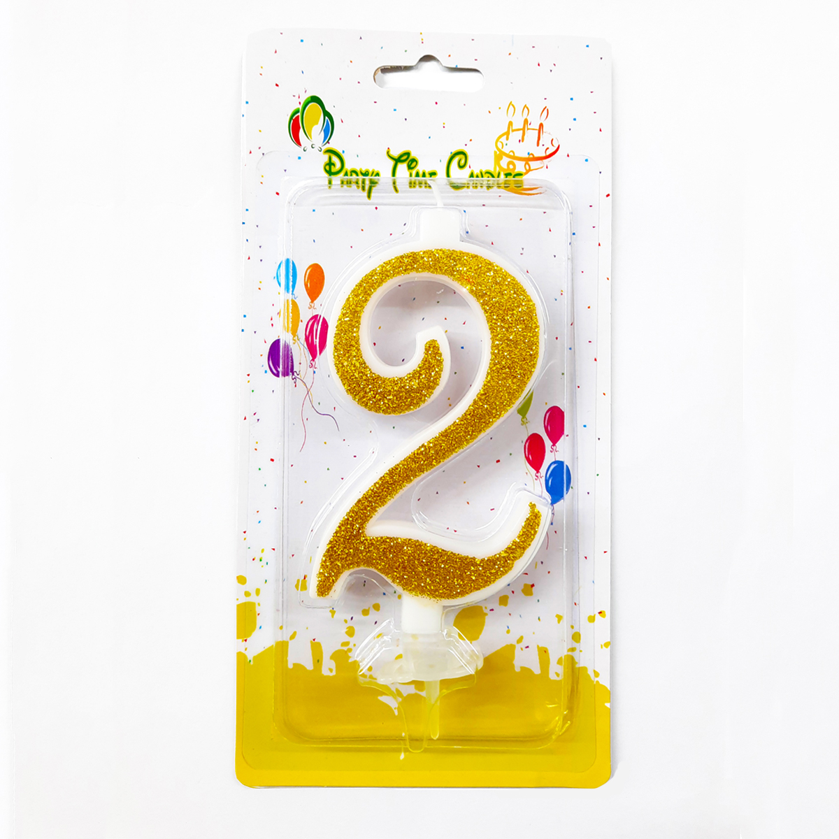 Number 2 Glittery Number Candle, Gold – Birthday Candles – Party Time Dubai