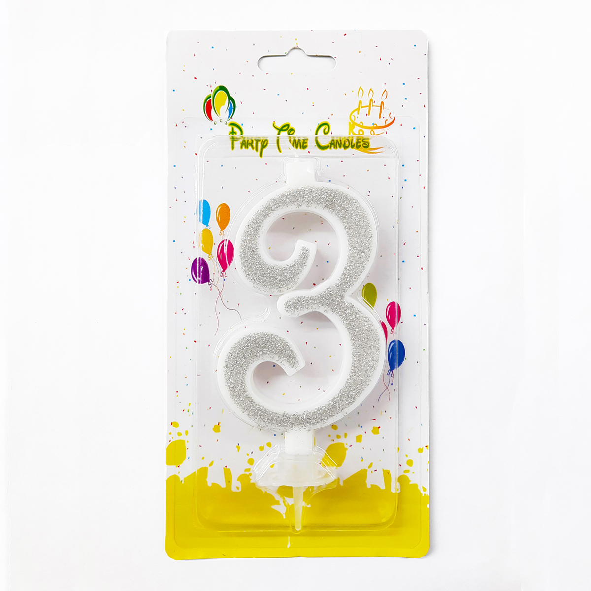 Number 1 Glittery Number Candle, Silver – Birthday Candles – Party Time ...