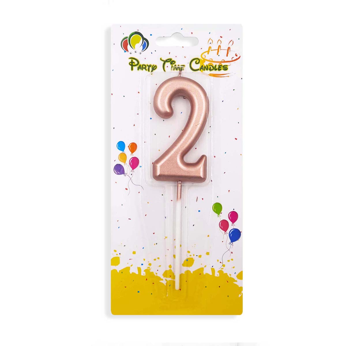 Number 2 Candle, Rose Gold – Birthday Candle – Party Time Dubai