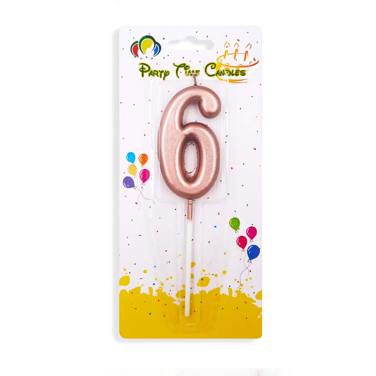 Number 6 Candle, Rose Gold – Birthday Candle – Party Time Dubai