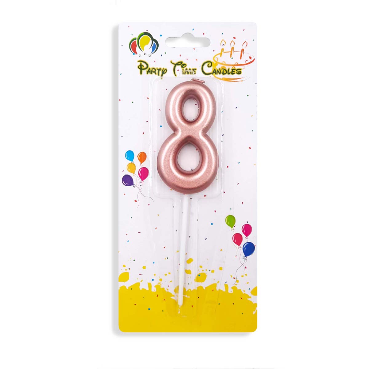 Number 8 Candle, Rose Gold – Birthday Candle – Party Time Dubai