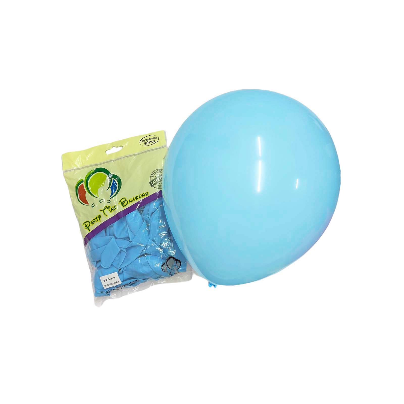 50pcs 10″ 2.2g Party Time Standard Sky Blue Latex Balloons – Party Time ...