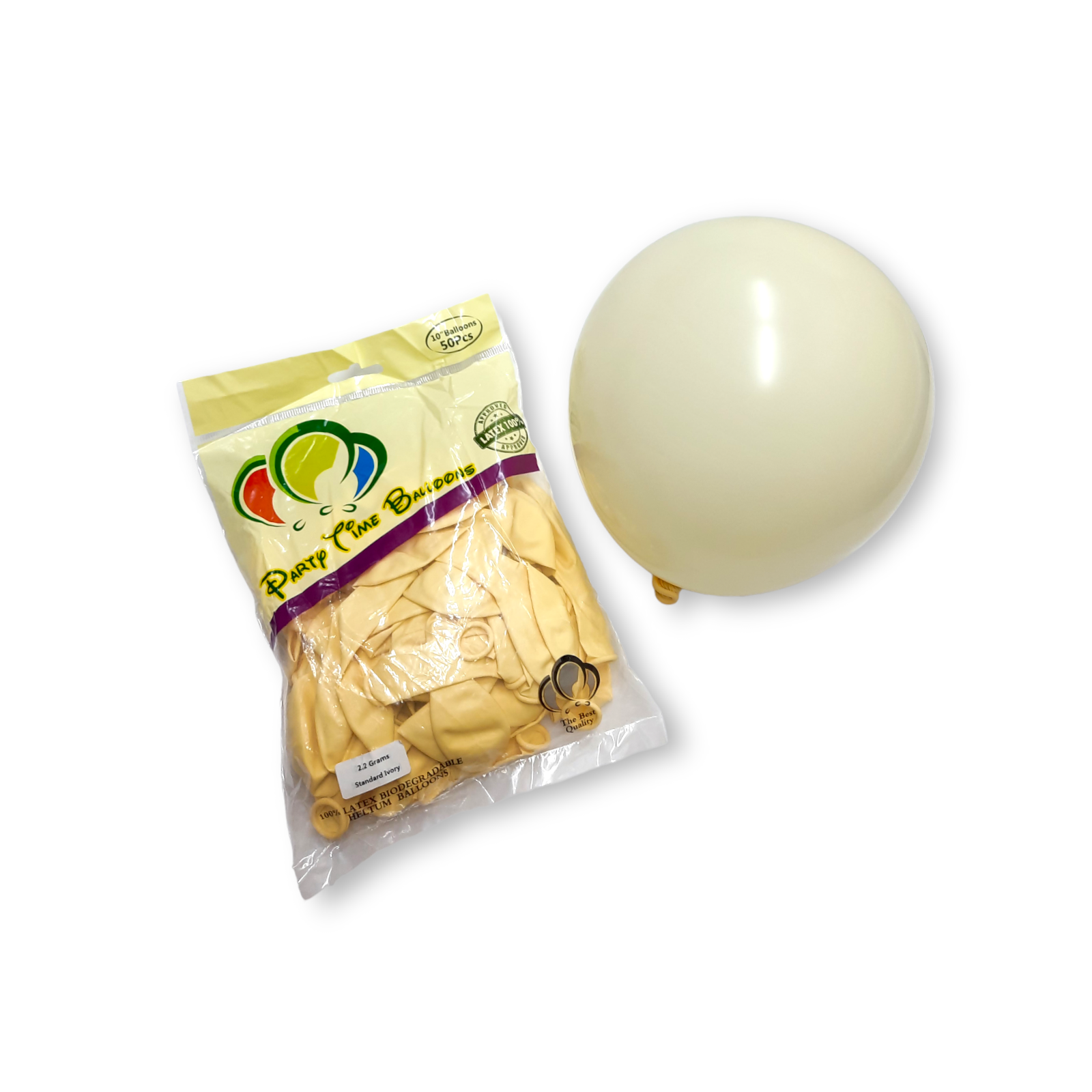 50-Pieces 10″ Standard Ivory Latex Balloon – Party Time Dubai