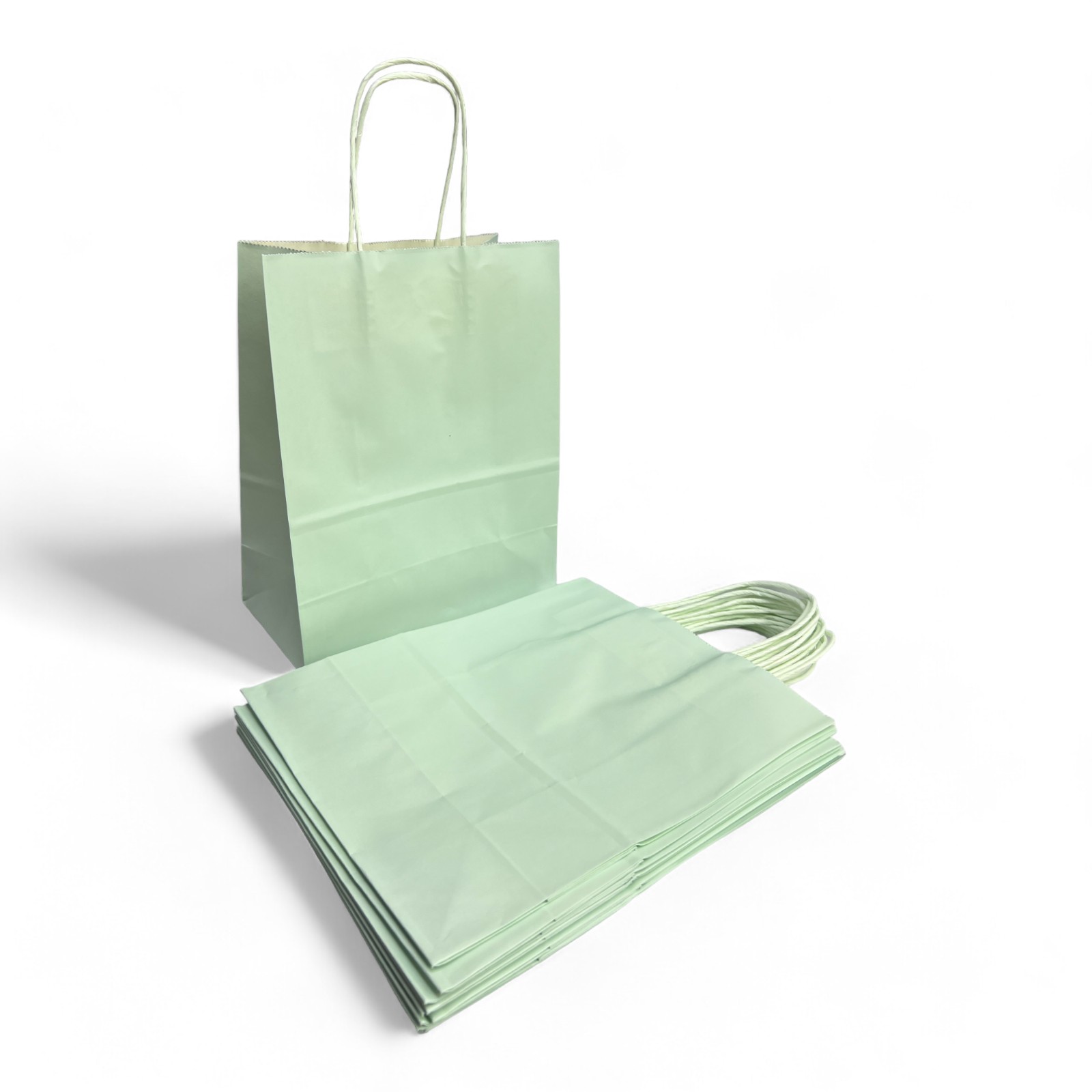 12-Pieces 27x21x11cm Pastel Light Green Kraft Bags – Party Favor Bag ...