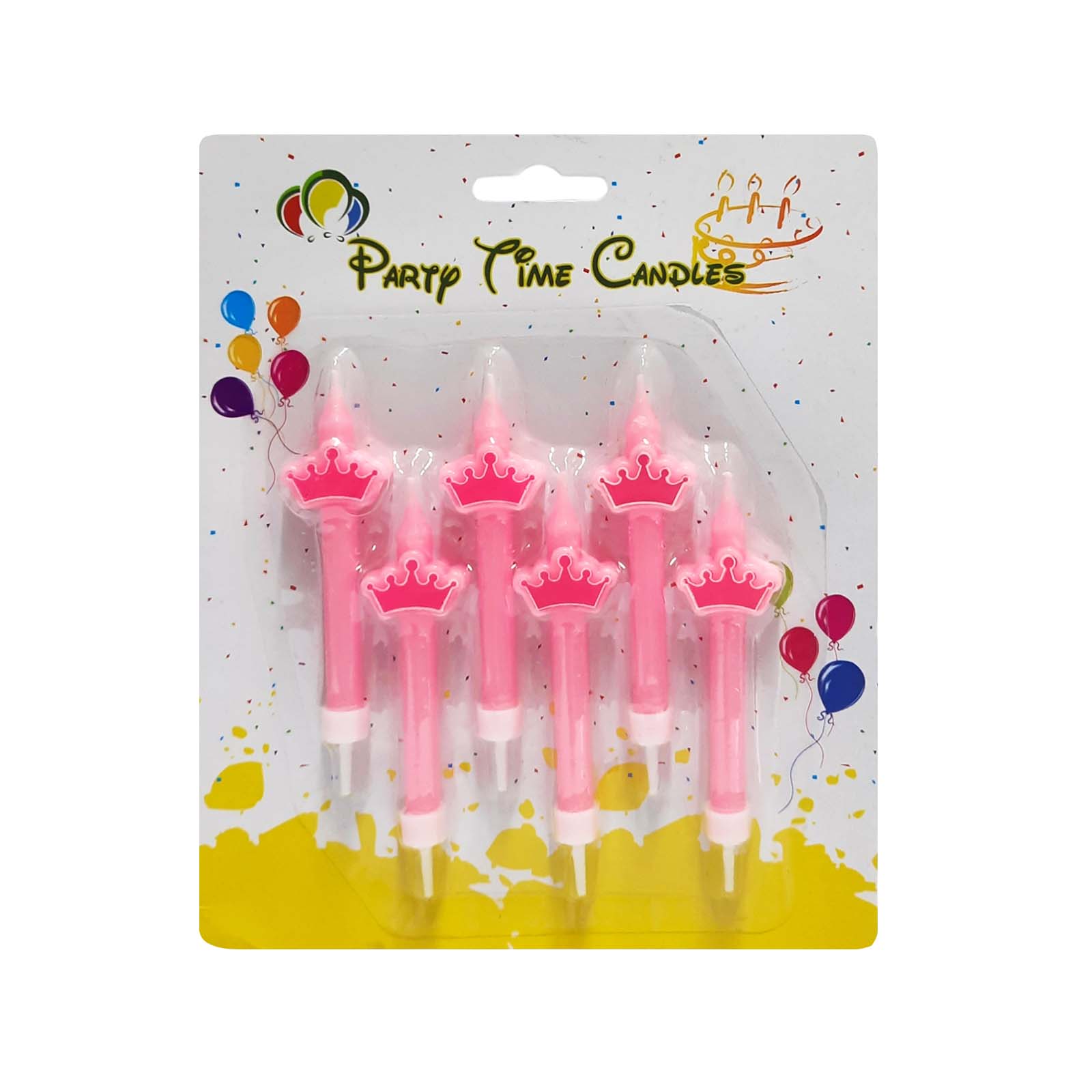 6-Pieces Princess Crown Birthday Candles Set – Pink – Party Time Dubai