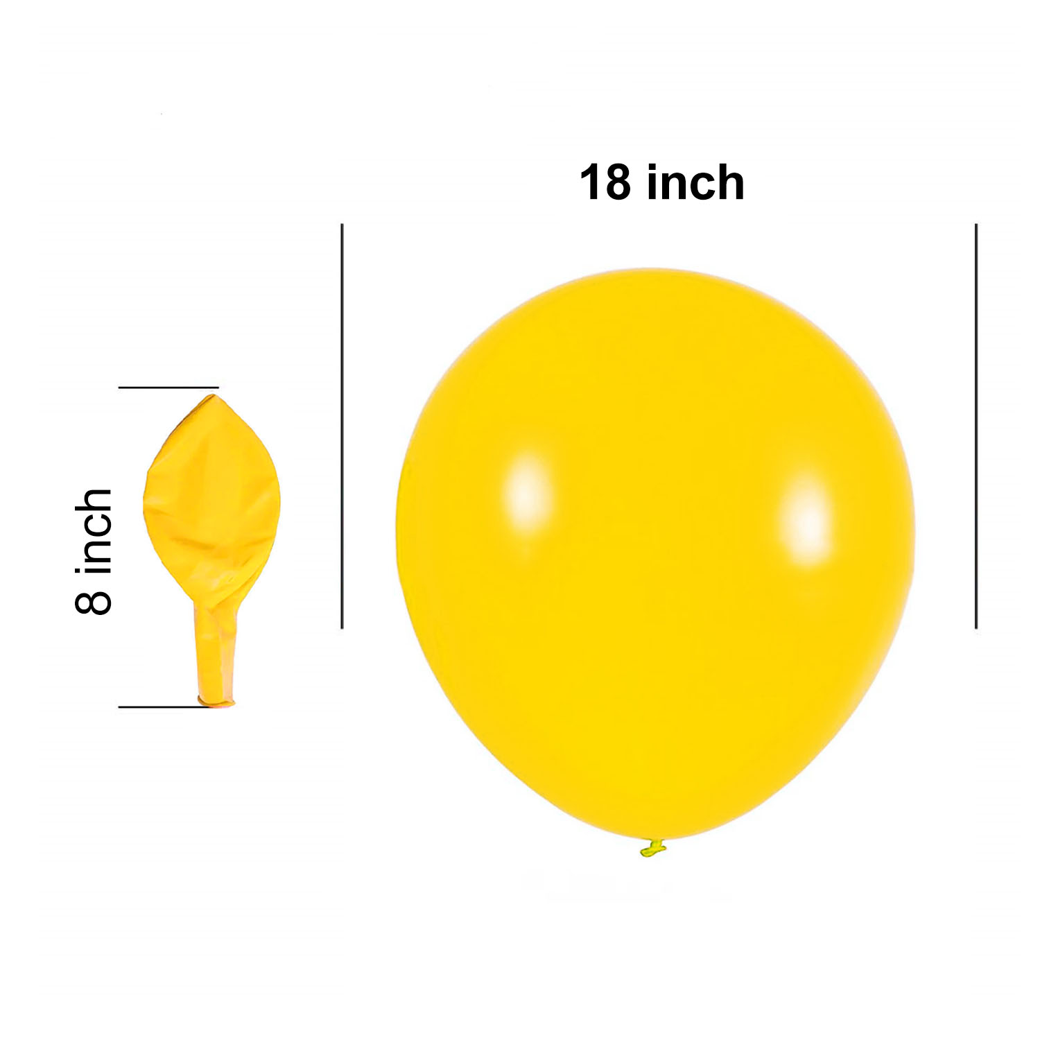6-Pieces 18″ Latex Balloons, Yellow – Party Time Dubai