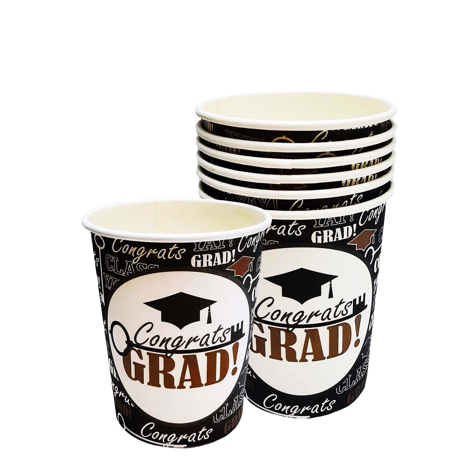 6-Pieces 9oz Congrats Grad Design Graduation Paper Cups – Party Time Dubai