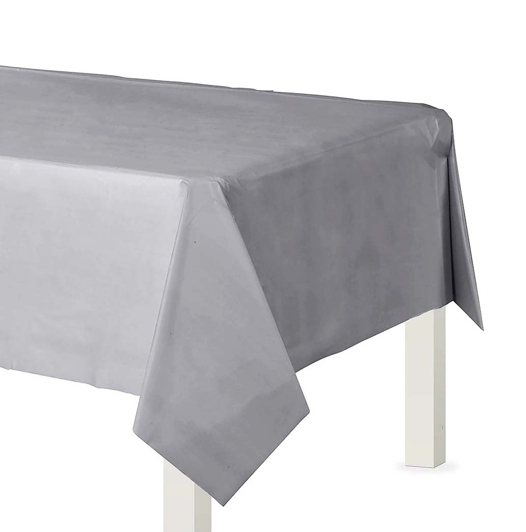 1-Piece 180cmx120cm Plastic Table Cover, Gray – Party Supplies – Party ...