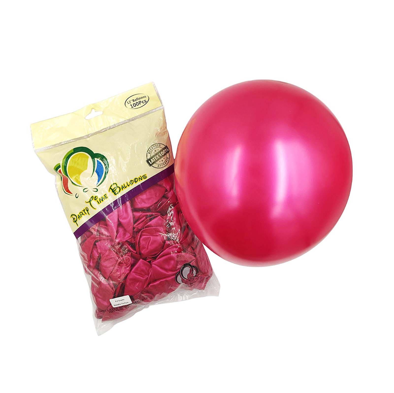 100-Pieces 12″ Metallic Fuchsia Latex Balloon – Party Time Dubai