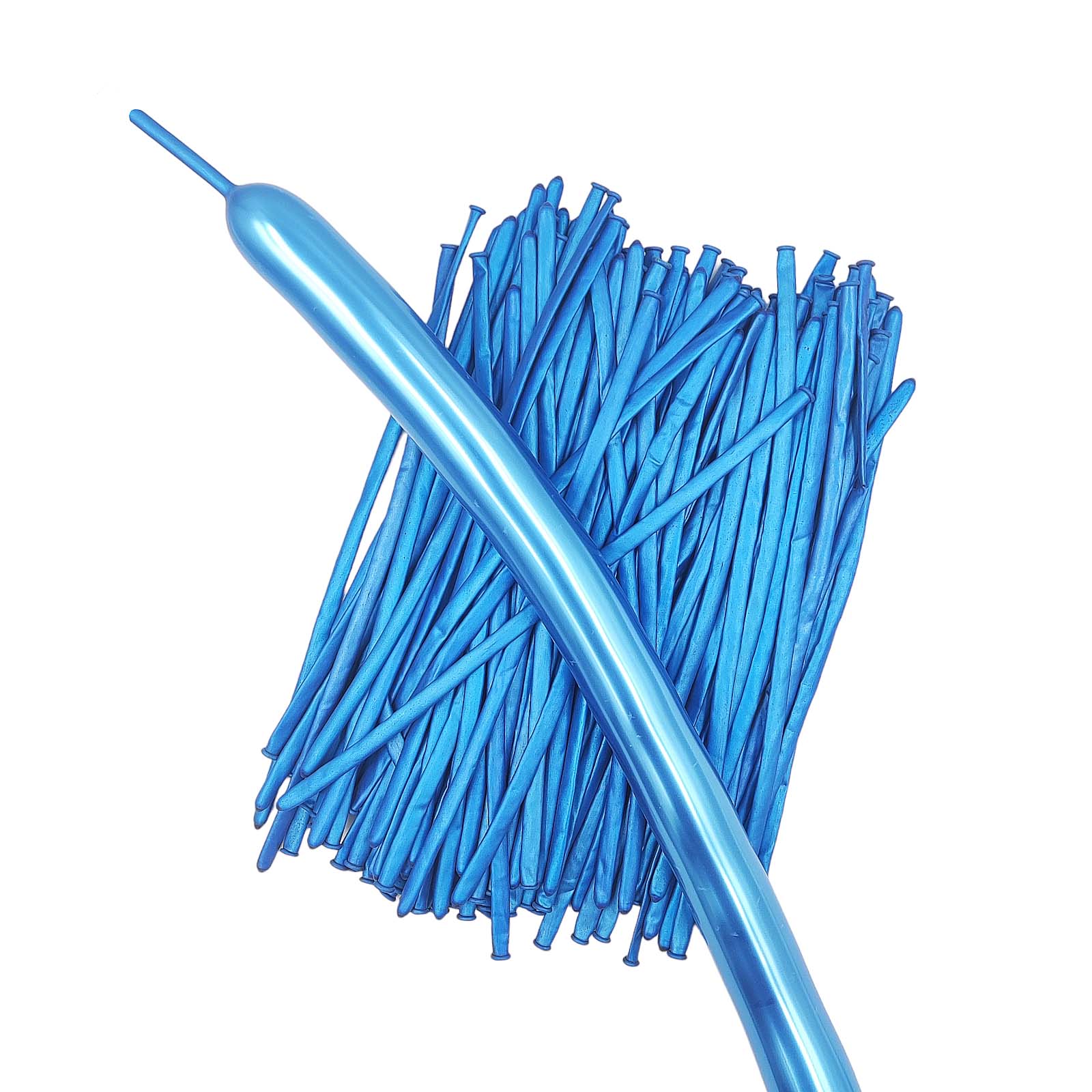 100-Pieces 260q Chrome Long Balloons, Blue – Party Time Dubai