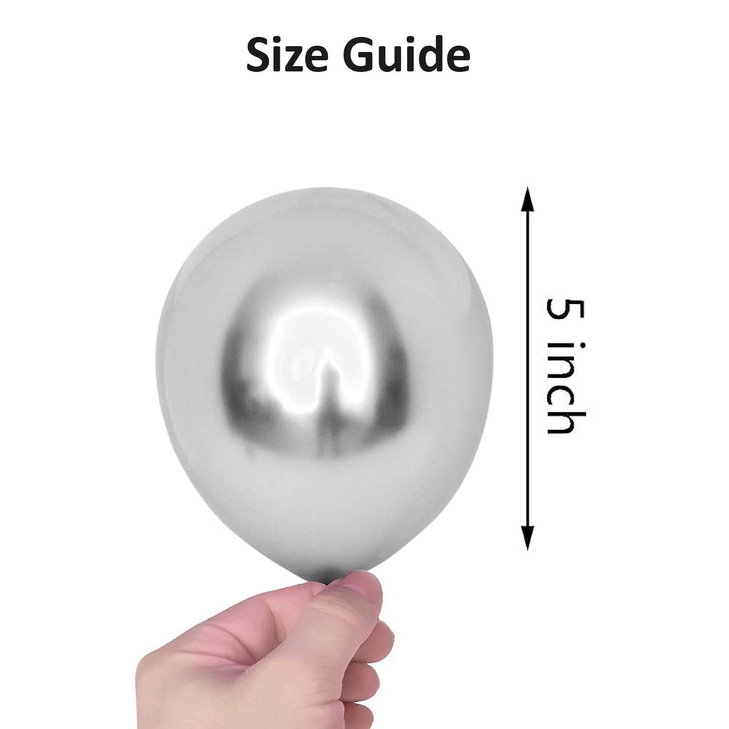 50-Pieces 5inch Chrome Silver Latex Balloon – Party Time Dubai