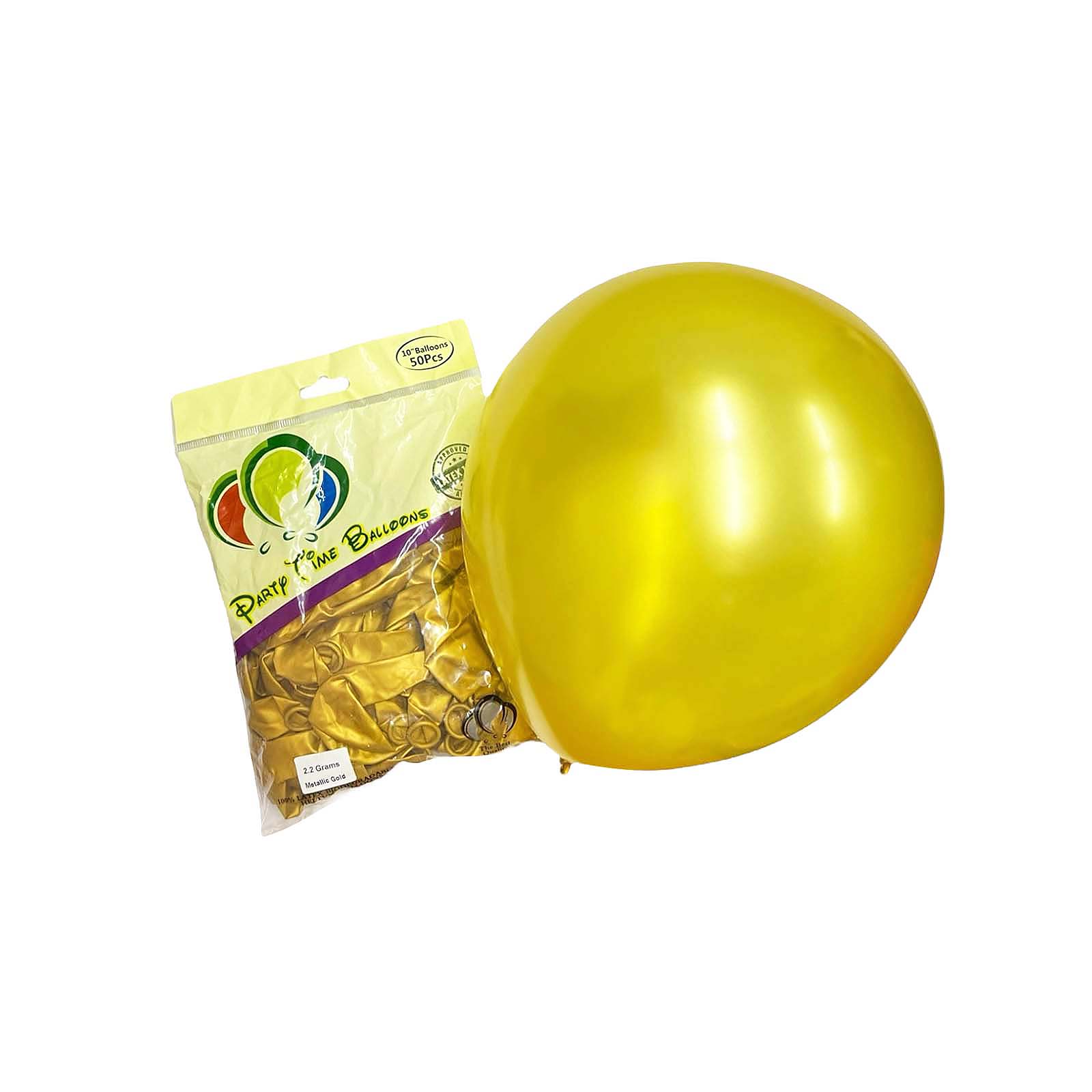 50pcs 10″ 2.2g Party Time Metallic Gold Latex Balloons – Party Time Dubai
