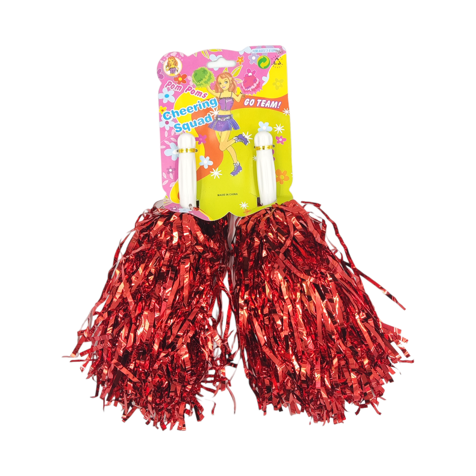 1 Pair Tinsel Cheerleading Pom Poms, Red – Party Time Dubai