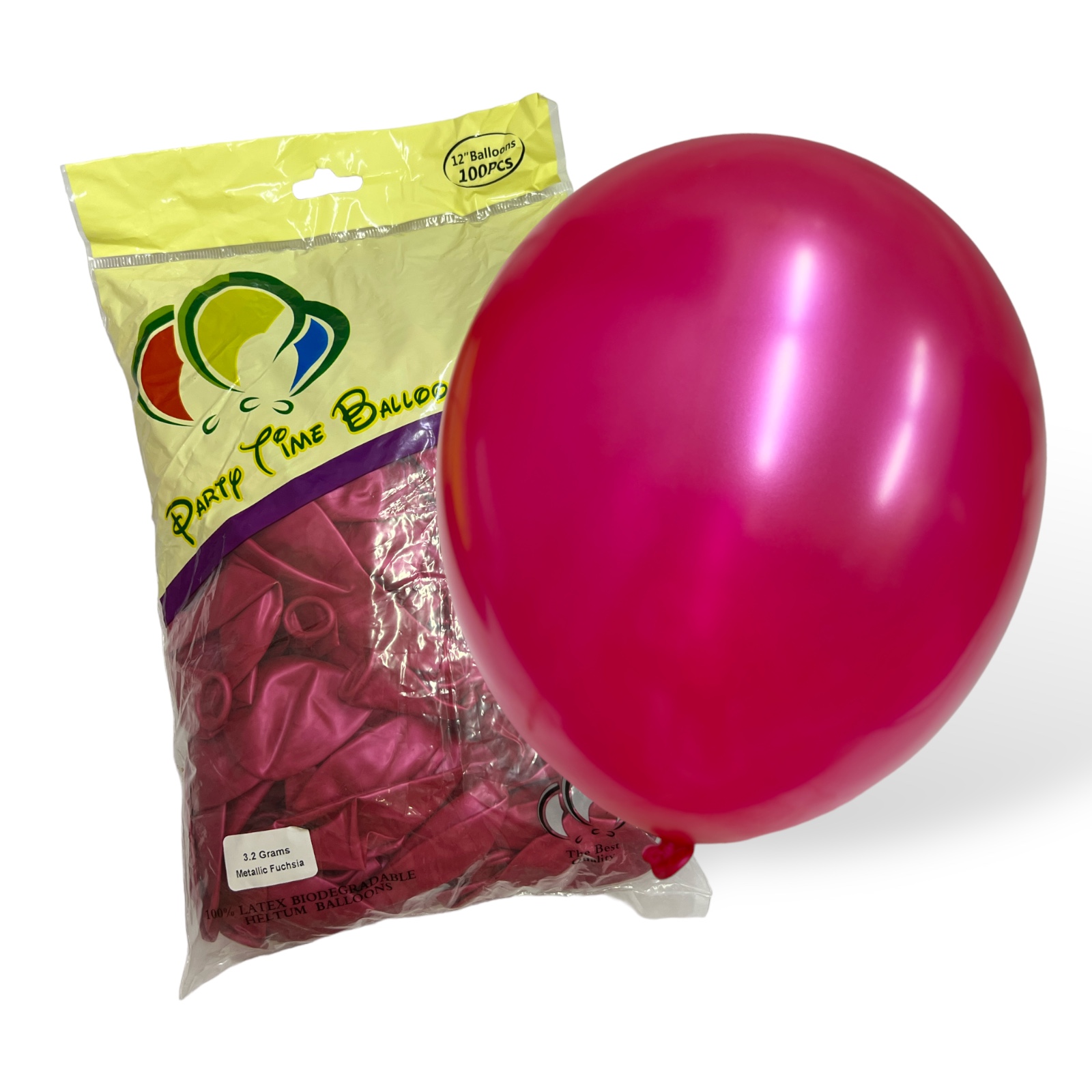 100pcs 12″ 3.2g Party Time Metallic Fuchsia Latex Balloons – Party Time ...