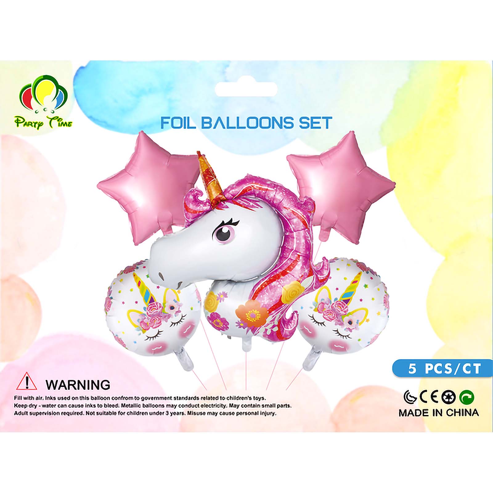 5-Pieces Unicorn Theme Foil Balloons Set – Pink – Party Time Dubai