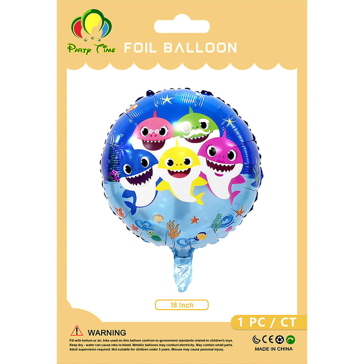 1 Piece 18inch Round Baby Shark Foil Balloon – Party Time Dubai