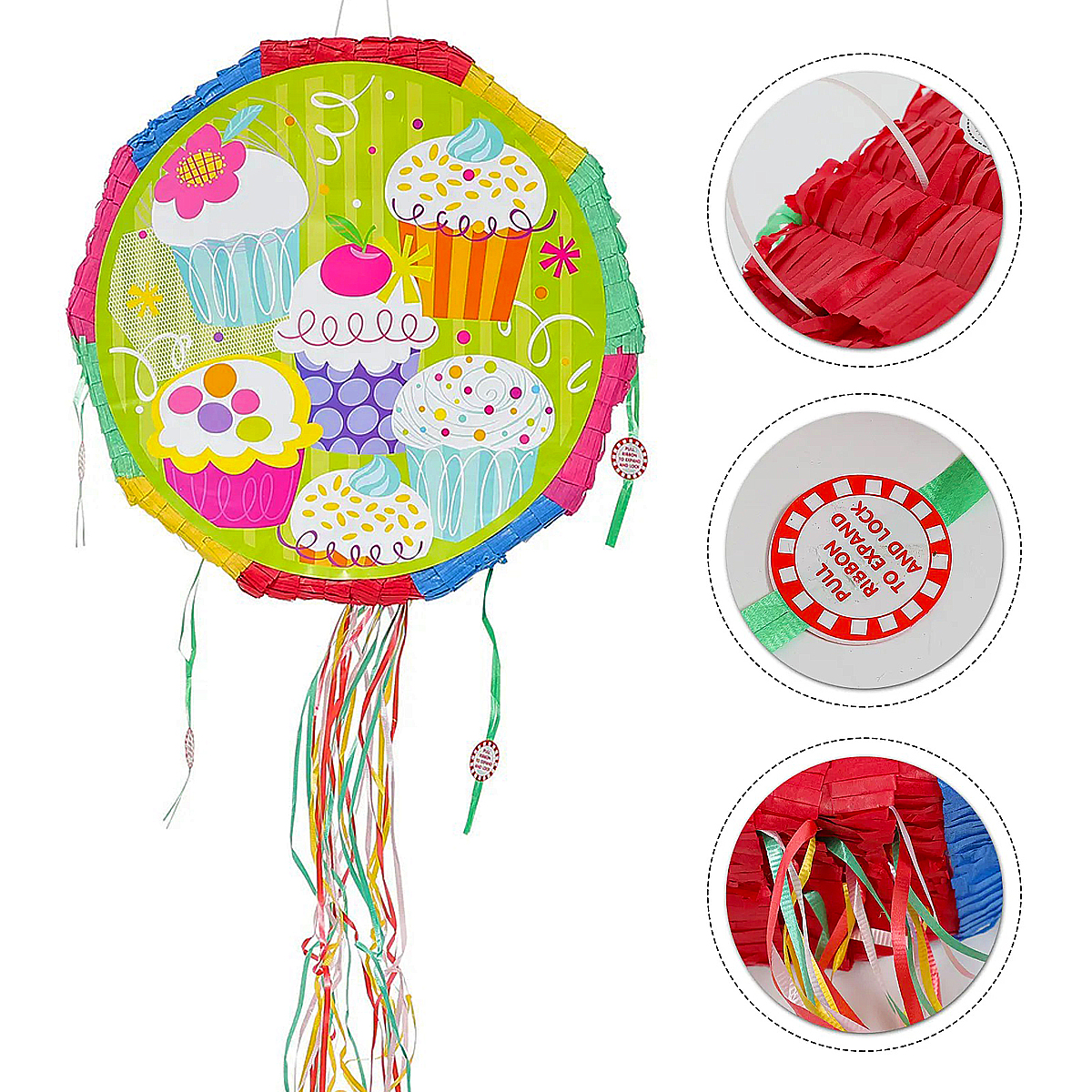 45cm Pull String Piñata, Colorful Cupcakes – Party Time Dubai