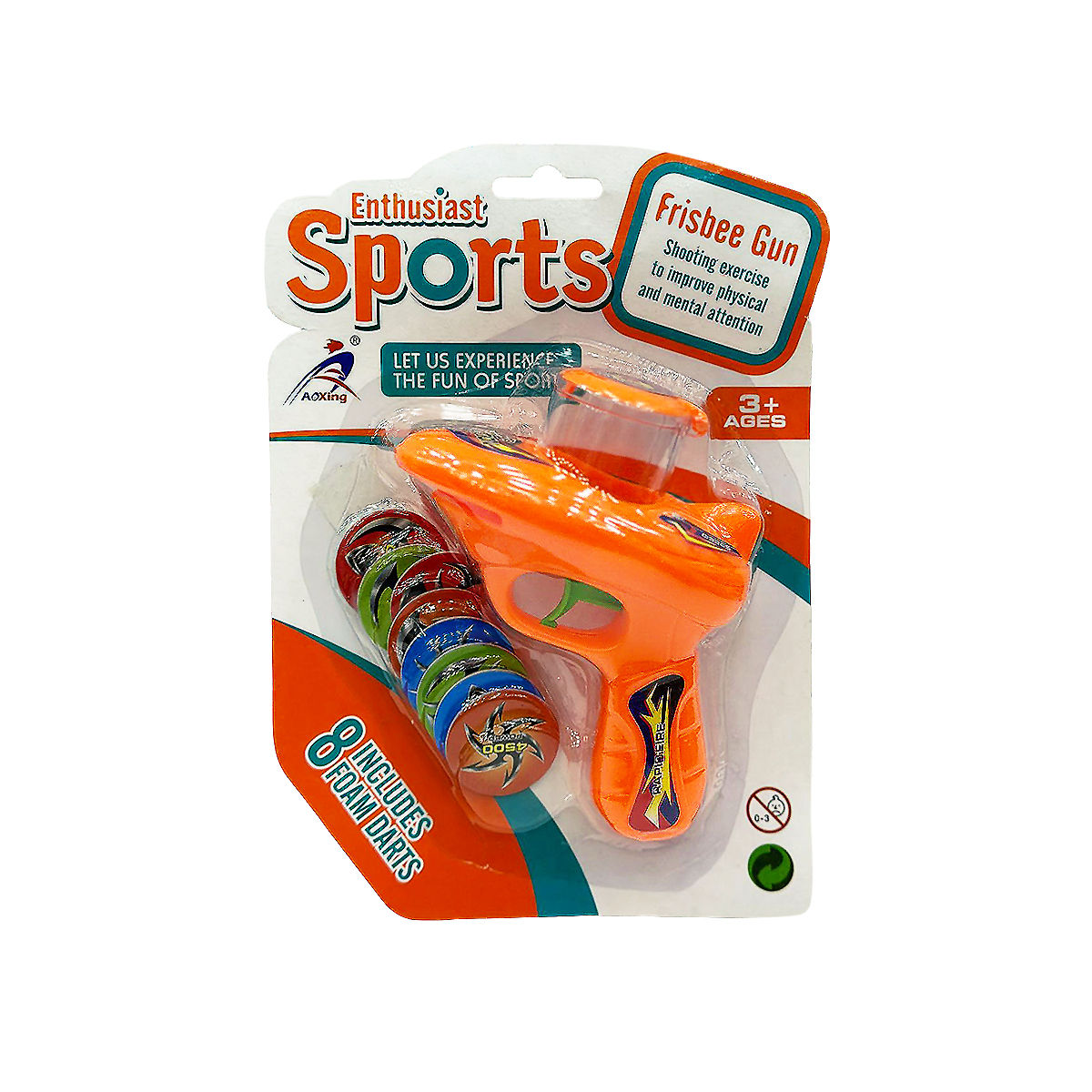 9-Pieces Set of Frisbee Gun Launcher, Orange – Gift Toys – Party Time Dubai