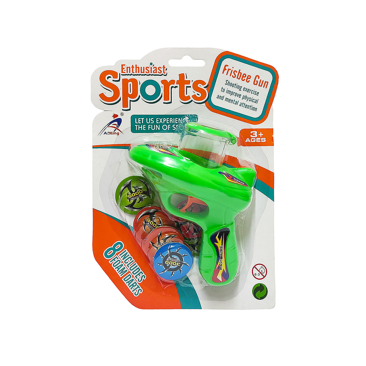 9-Pieces Set of Frisbee Gun Launcher, Green – Gift Toys – Party Time Dubai