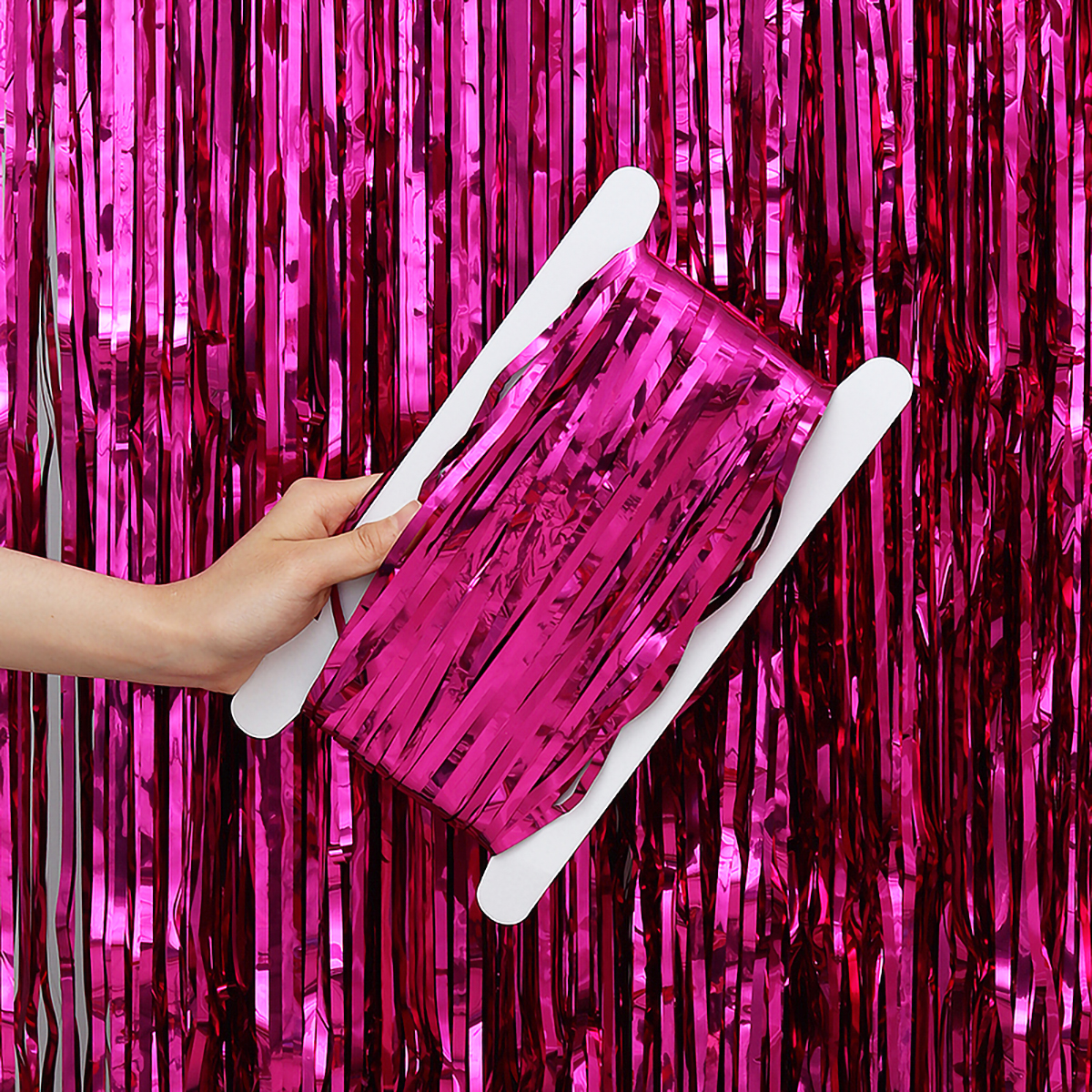 1mx2m Shiny Foil Fringe Curtain – Dark Pink – Party Time Dubai