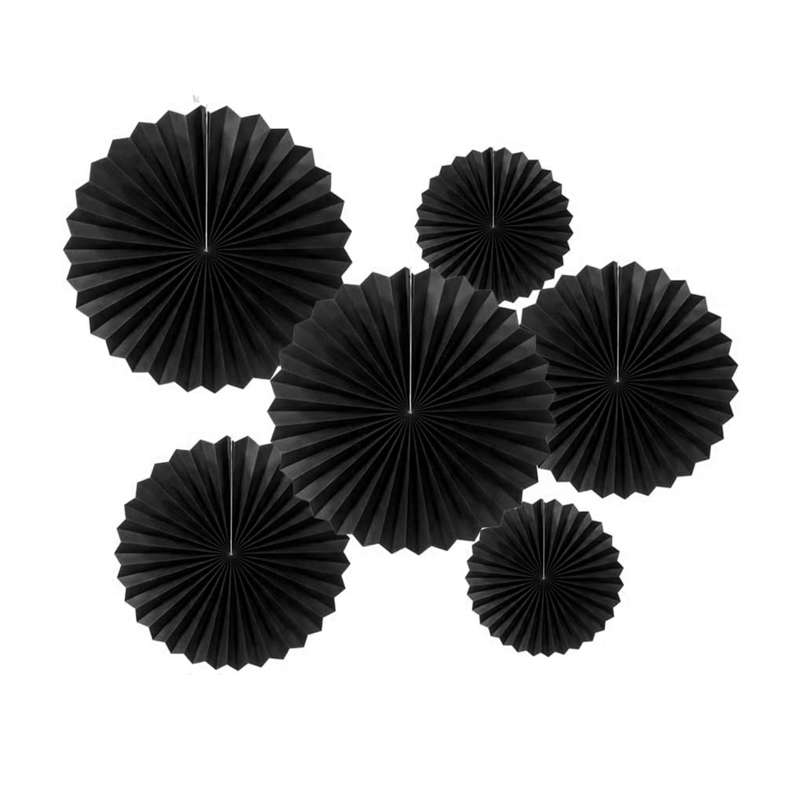 6-Pieces Set of Black Hanging Paper Fans – Party Decoration – Party ...