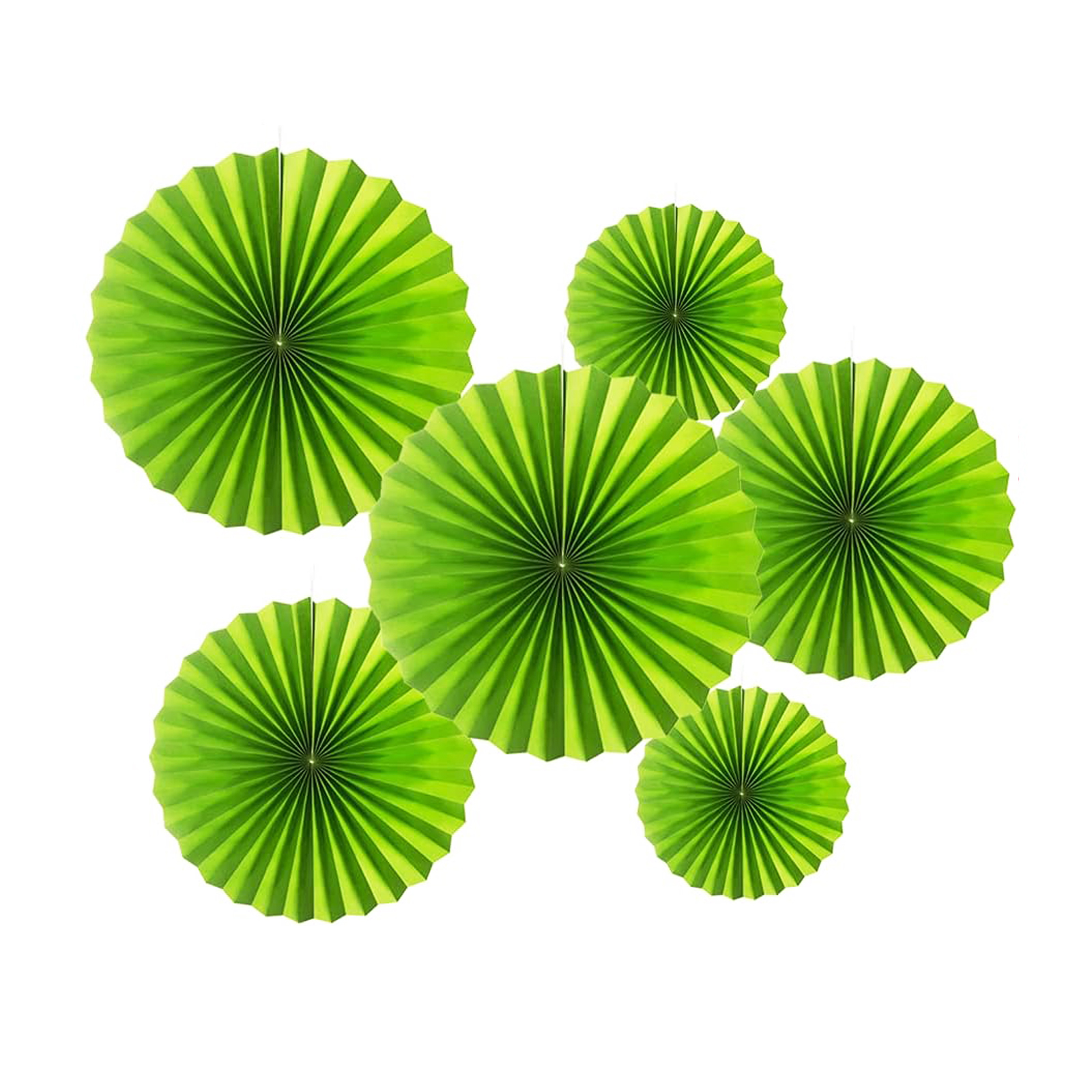 6-Pieces Set of Light Green Hanging Paper Fans – Party Decoration ...