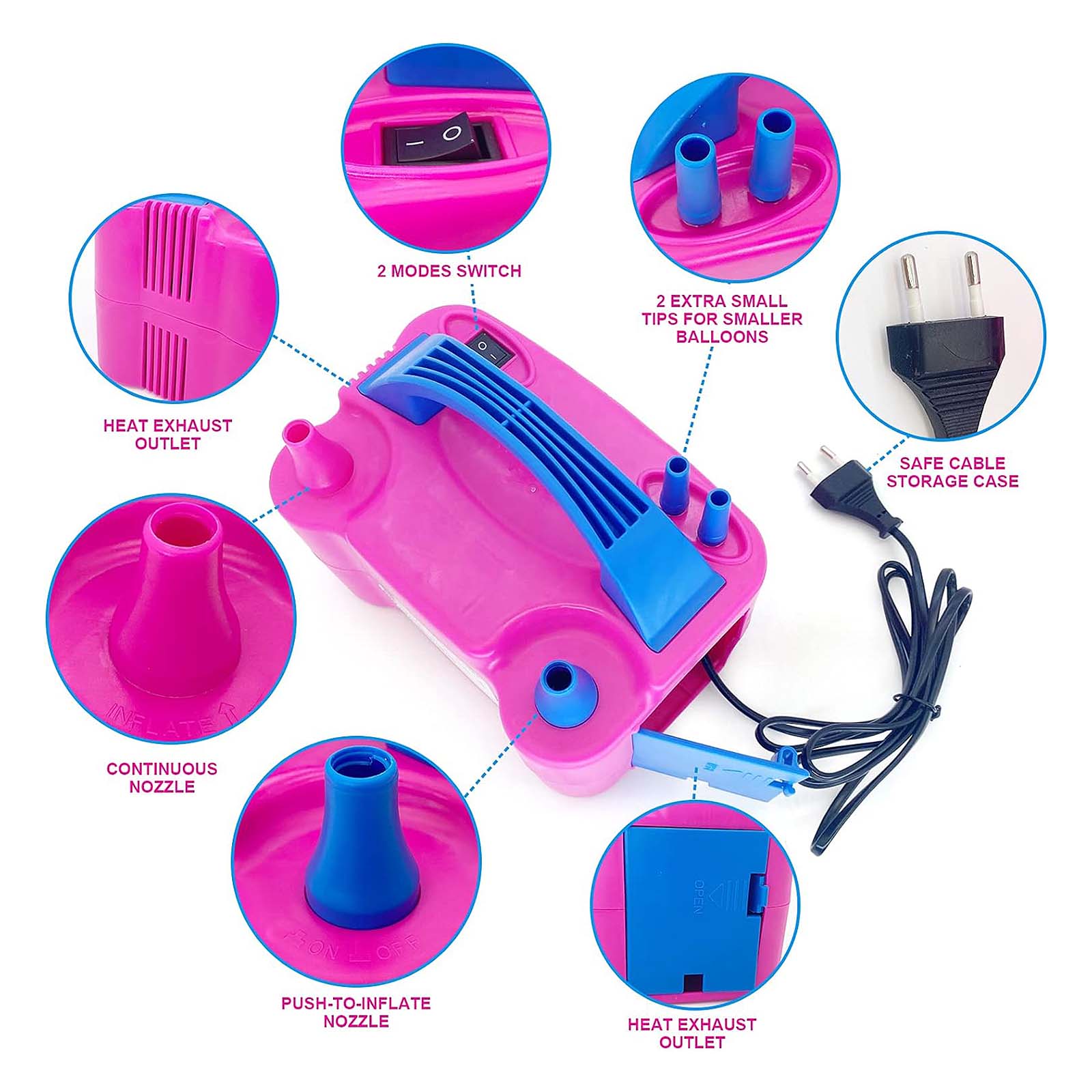 Dual Nozzle Portable Balloon Air Pump – Balloon Decoration Equipment ...