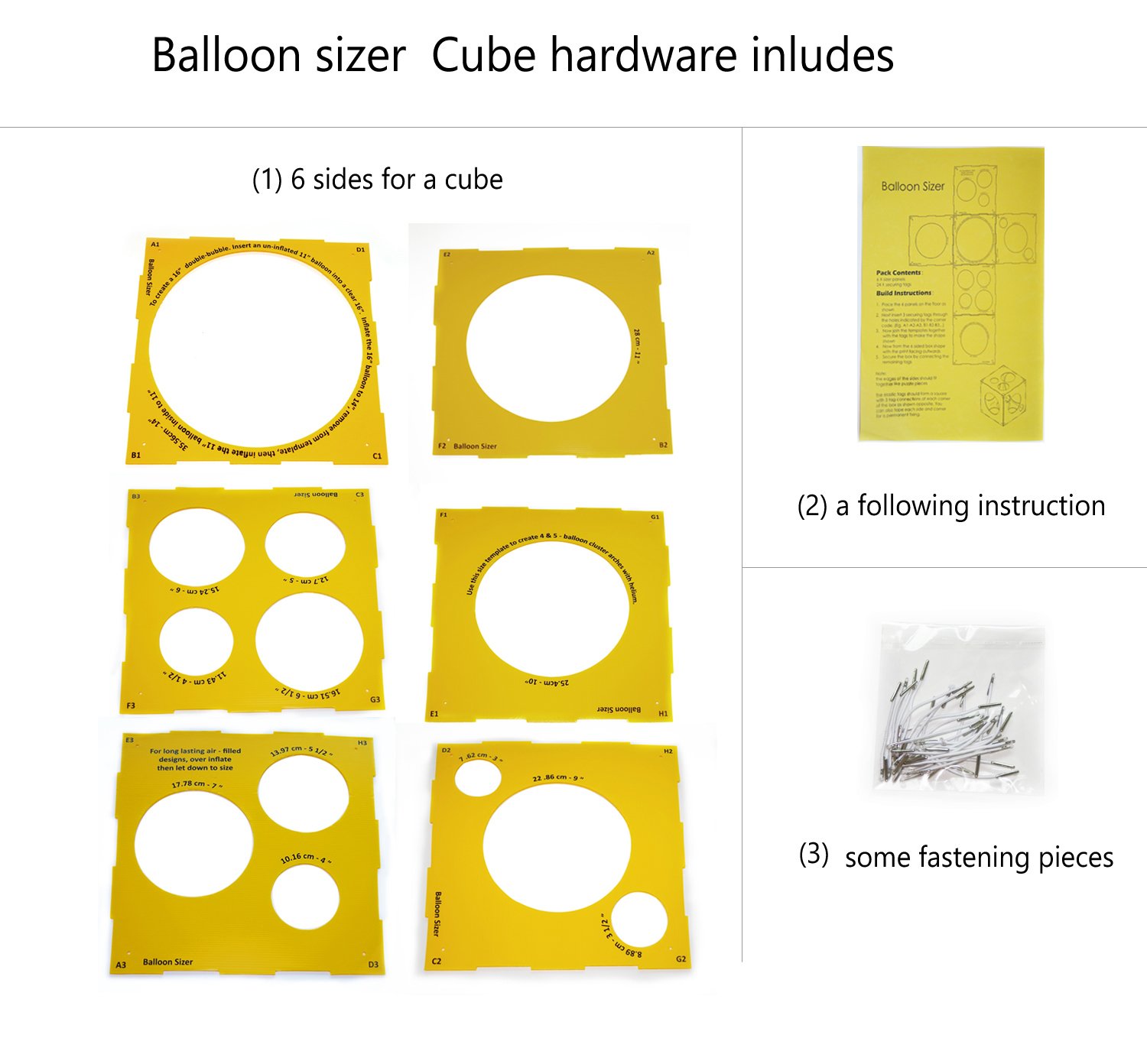 13 Holes Collapsible Plastic Cube Balloon Sizer Box From 3″ – 14 ...