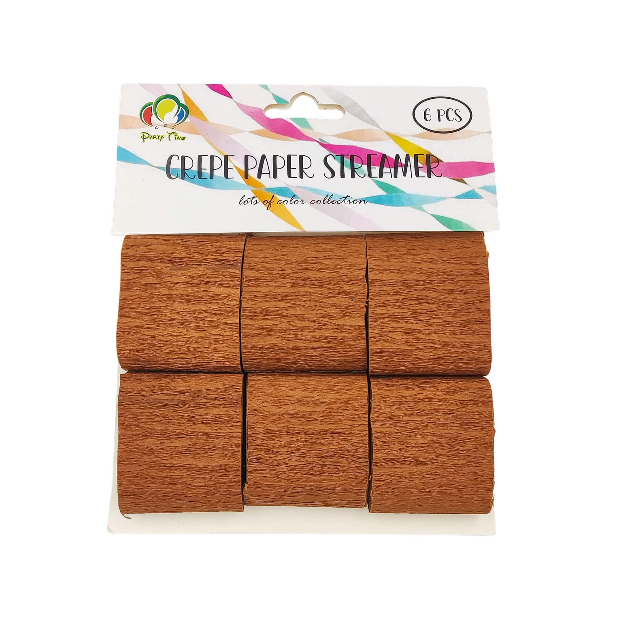 6-Pieces 4.5cm x 2.5meters Crinkled Crepe Paper Streamers – Brown ...