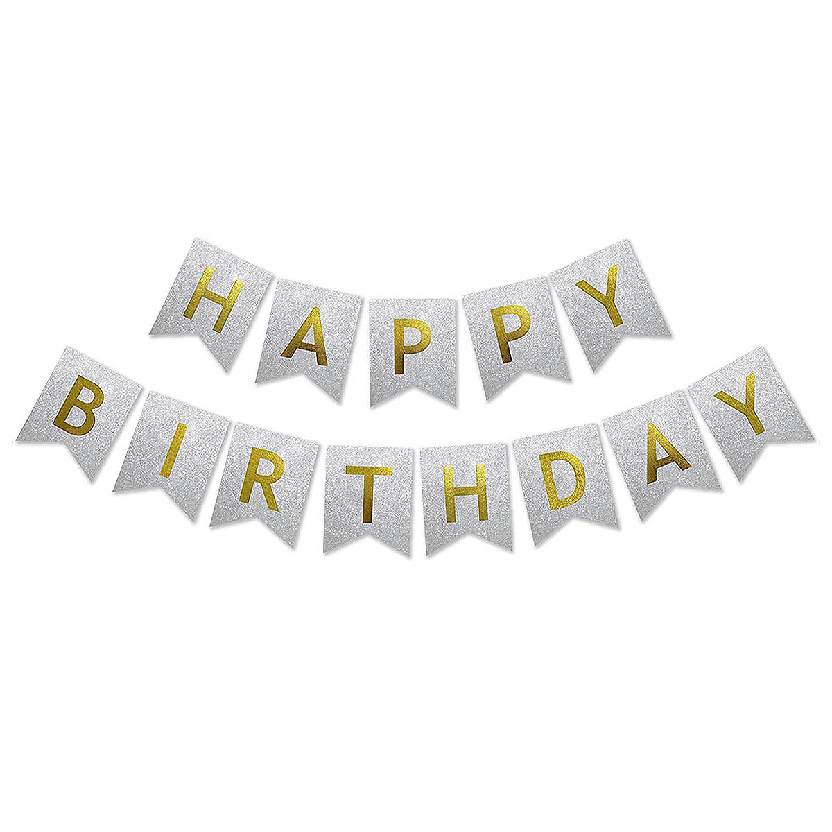 Glittery Happy Birthday Banner, Silver – Party Decorations – Party Time ...