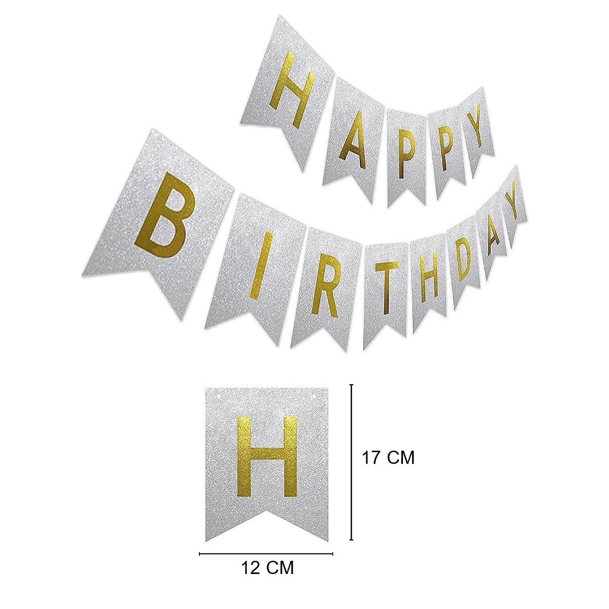 Glittery Happy Birthday Banner, Silver – Party Decorations – Party Time ...