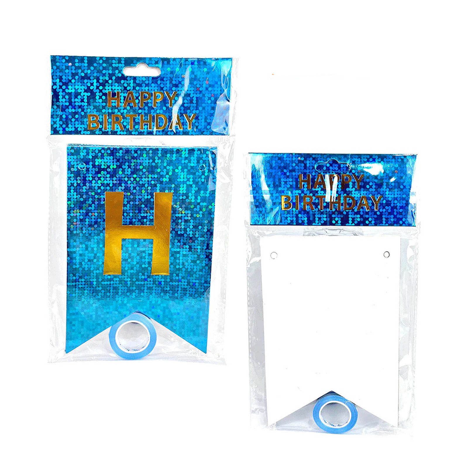 Shiny Holographic Happy Birthday Banner, Light Blue – Party Decorations ...