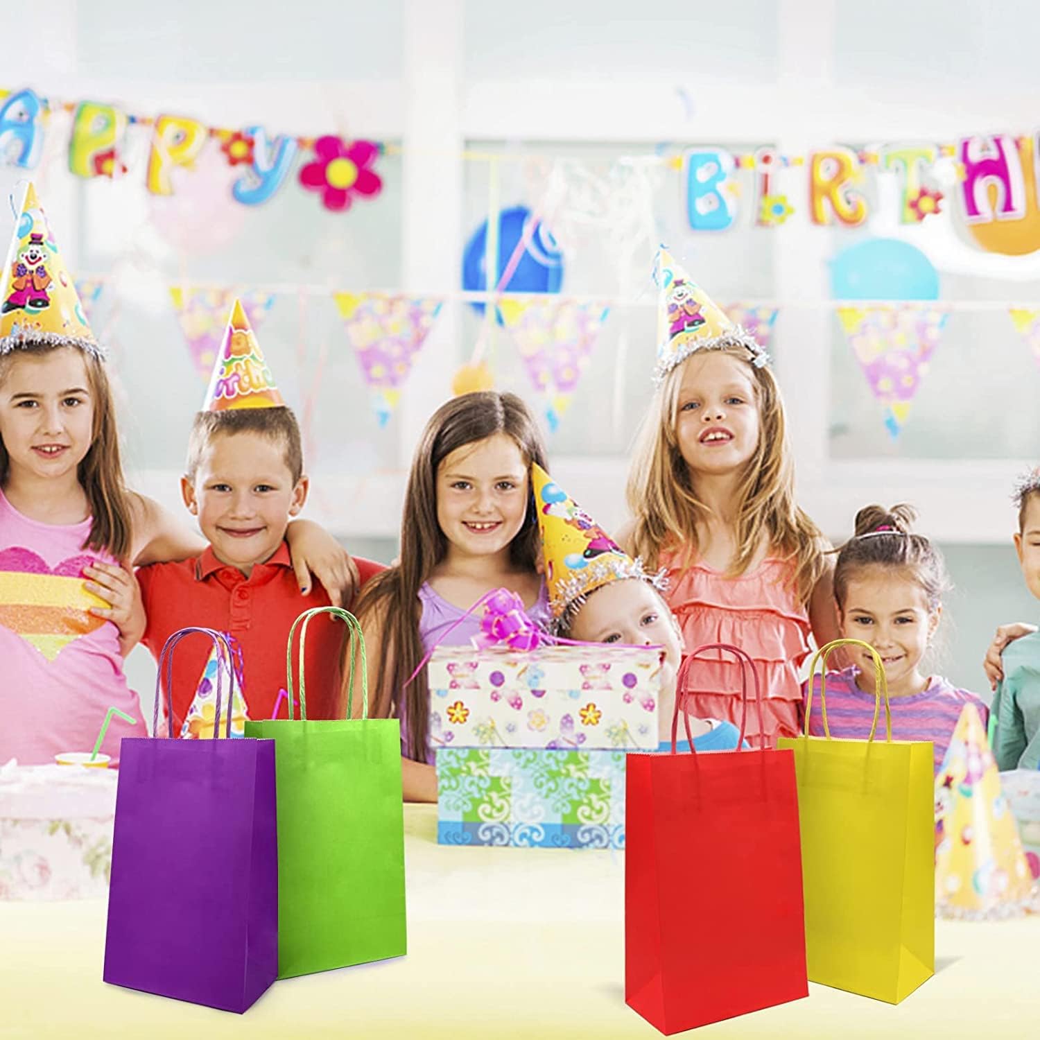 12-Pieces 27x21x11cm Red Kraft Bags – Party Favor Bag & Gift Paper Bag ...