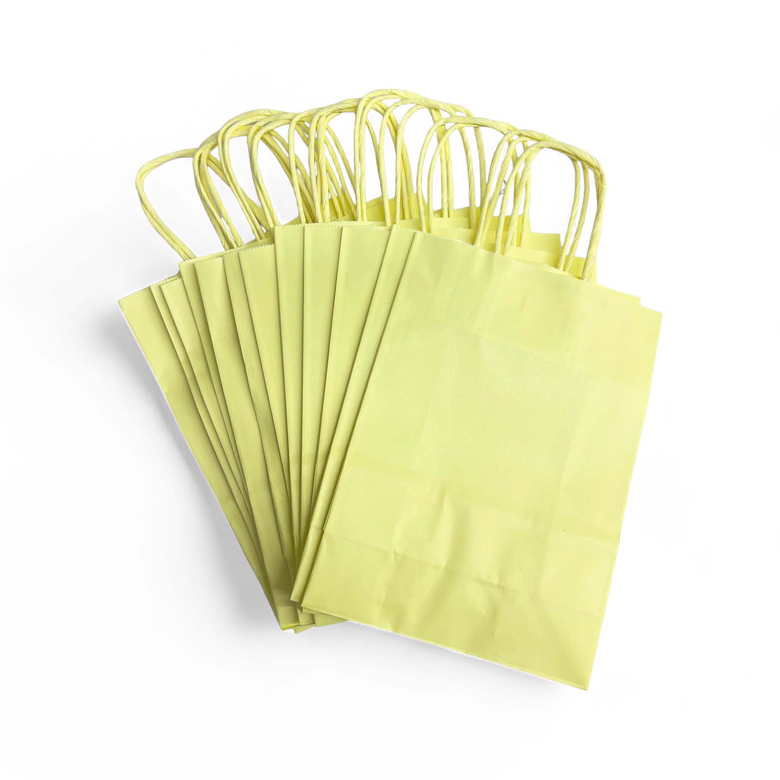 12-Pieces 22x15x8cm Pastel Yellow Kraft Bags – Party Favors Bag & Gift ...