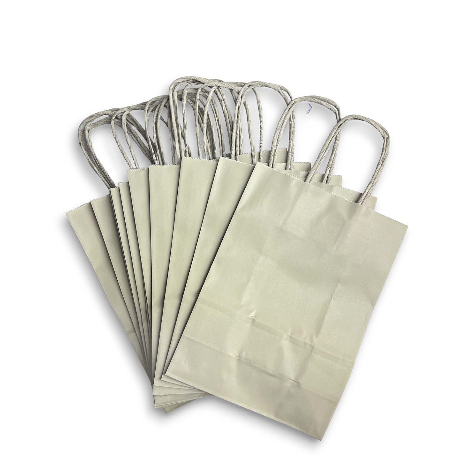 12-Pieces 22x15x8cm Gray Kraft Bags – Party Favors Bag & Gift Paper Bag ...