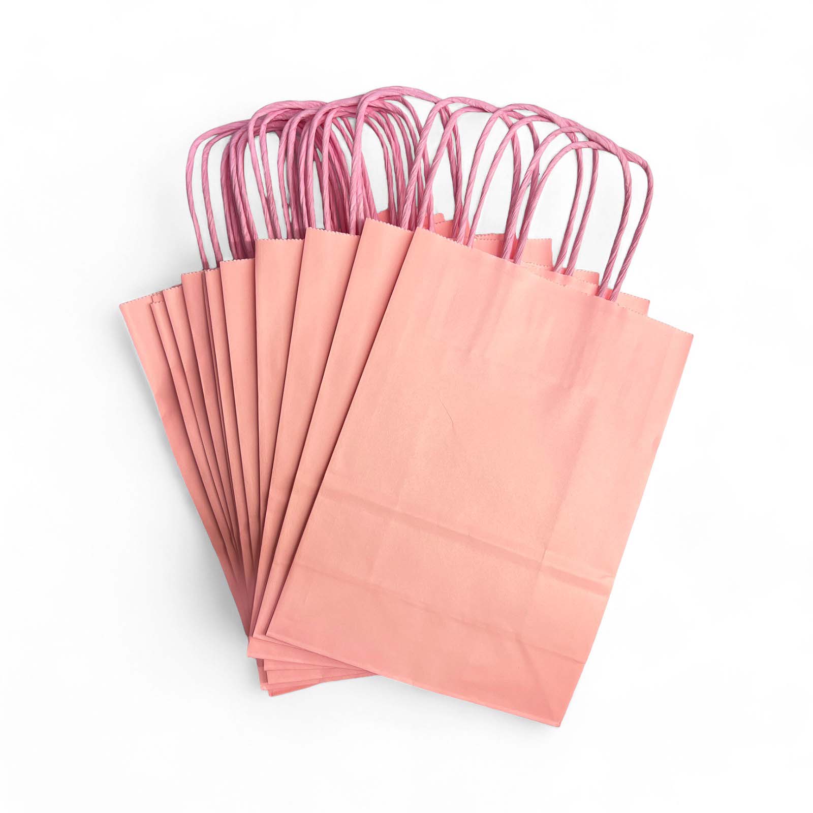 12-Pieces 22x15x8cm Light Pink Kraft Bags – Party Favors Bag & Gift ...